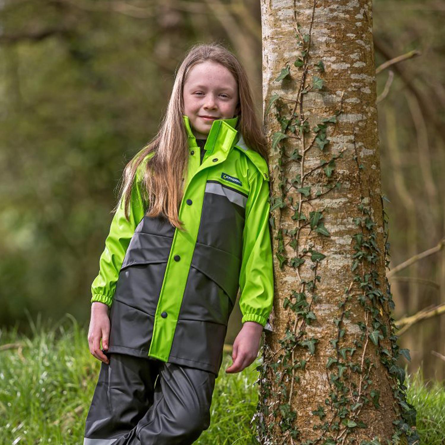Buy Kaiwaka Trekz Kids Parka Jacket Grey/Lime Green from Fane Valley ...