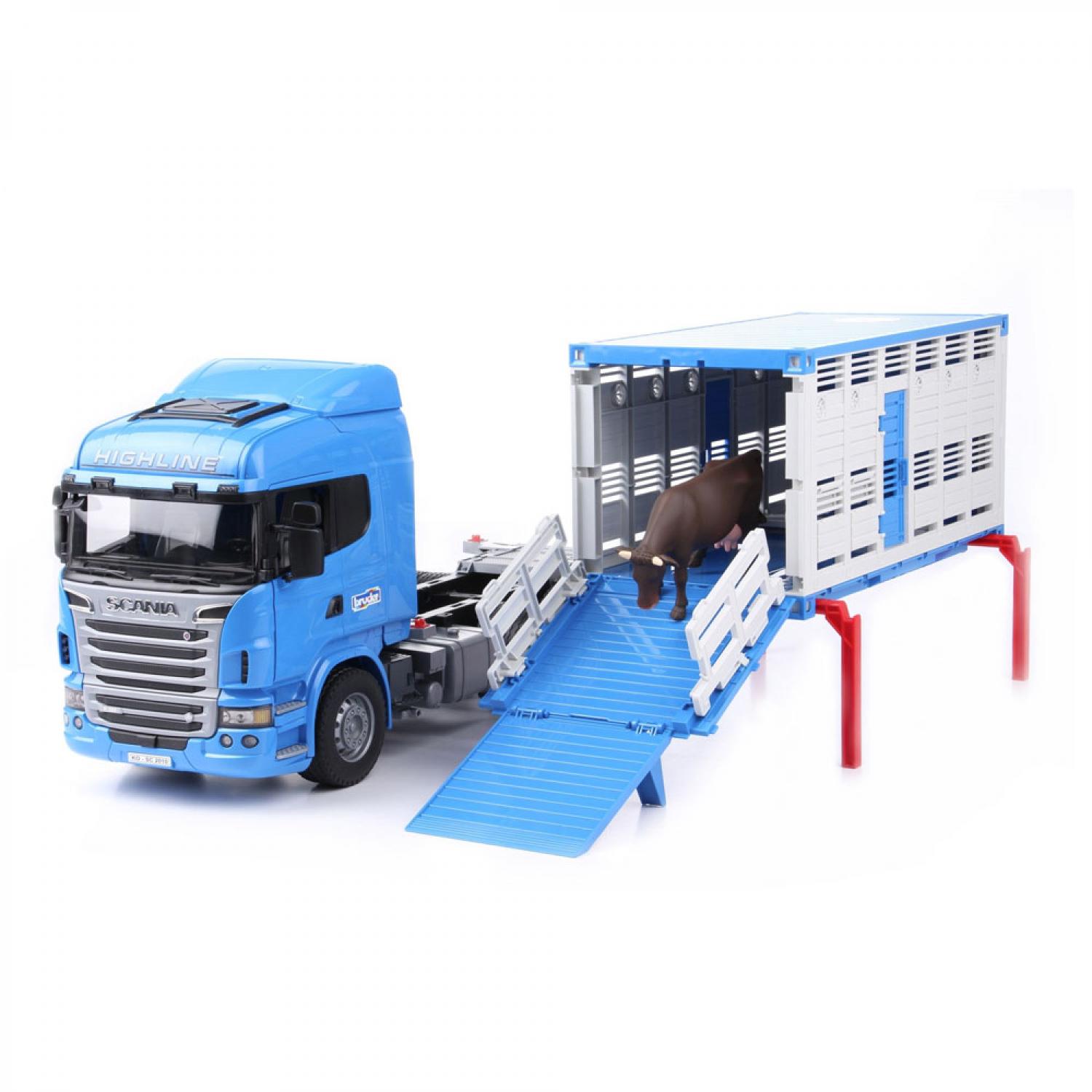 Buy Bruder Scania R-Series Cattle Transporter with Bull 03549 from Fane ...
